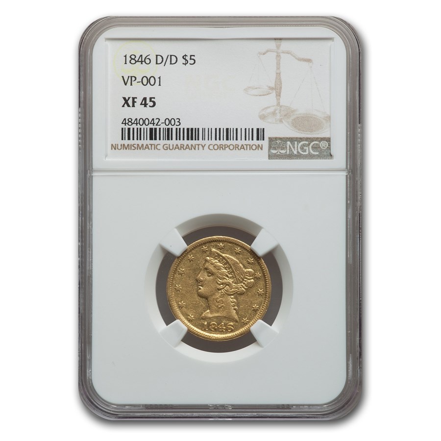 Buy 1846-D/D $5 Liberty Gold Half Eagle XF-45 NGC (VP-001) | APMEX