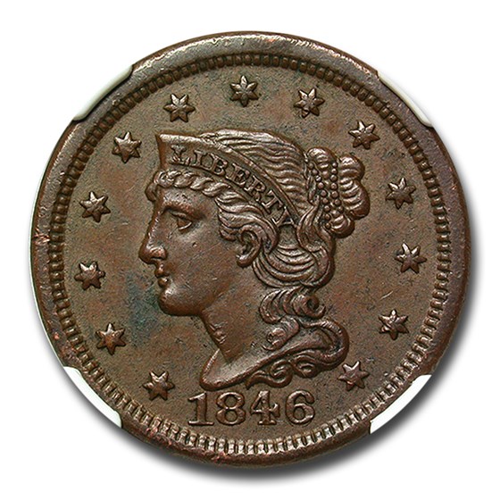 1846 Large Cent AU-58 NGC (Brown, Small Date)