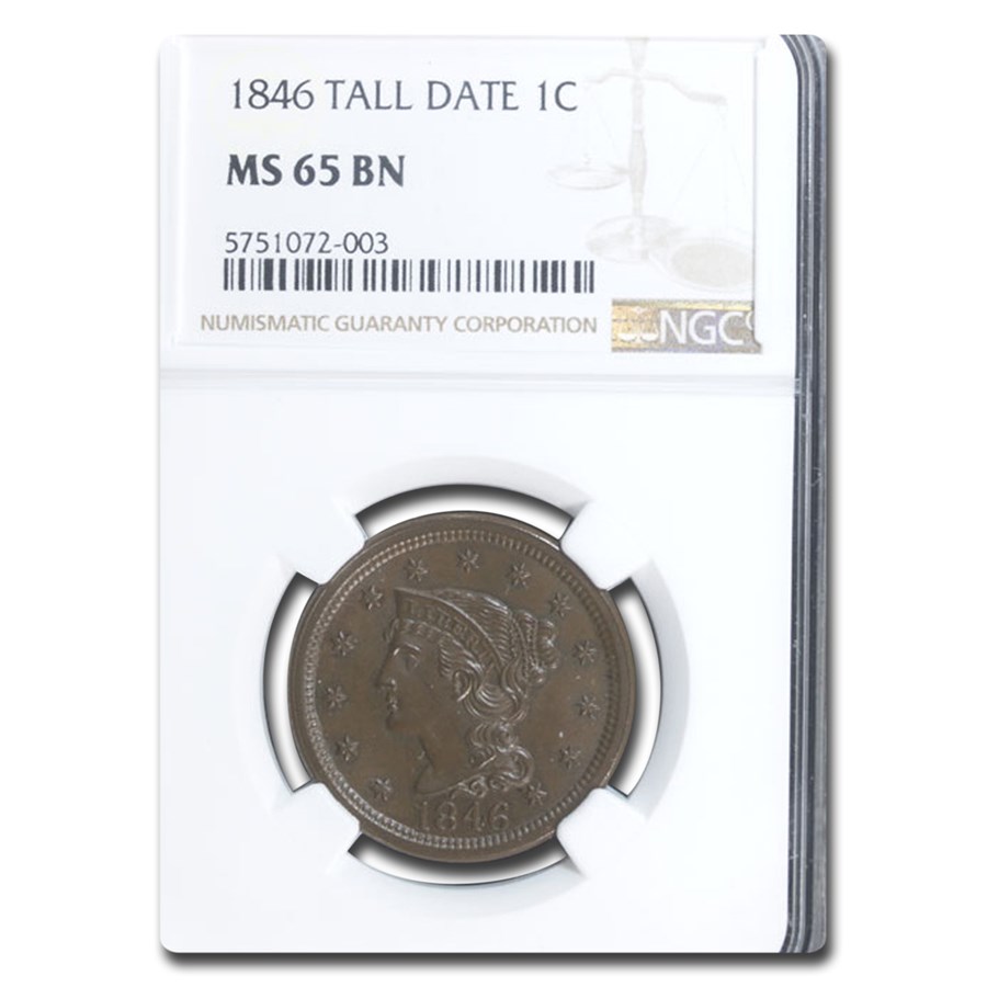 Buy 1846 Large Cent MS-65 NGC (Brown, Tall Date) | APMEX