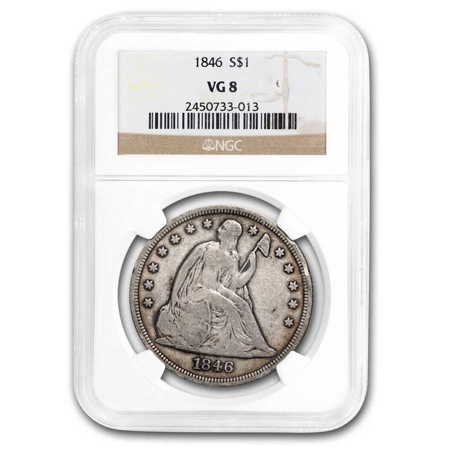 1846 Liberty Seated Dollar VG-8 NGC