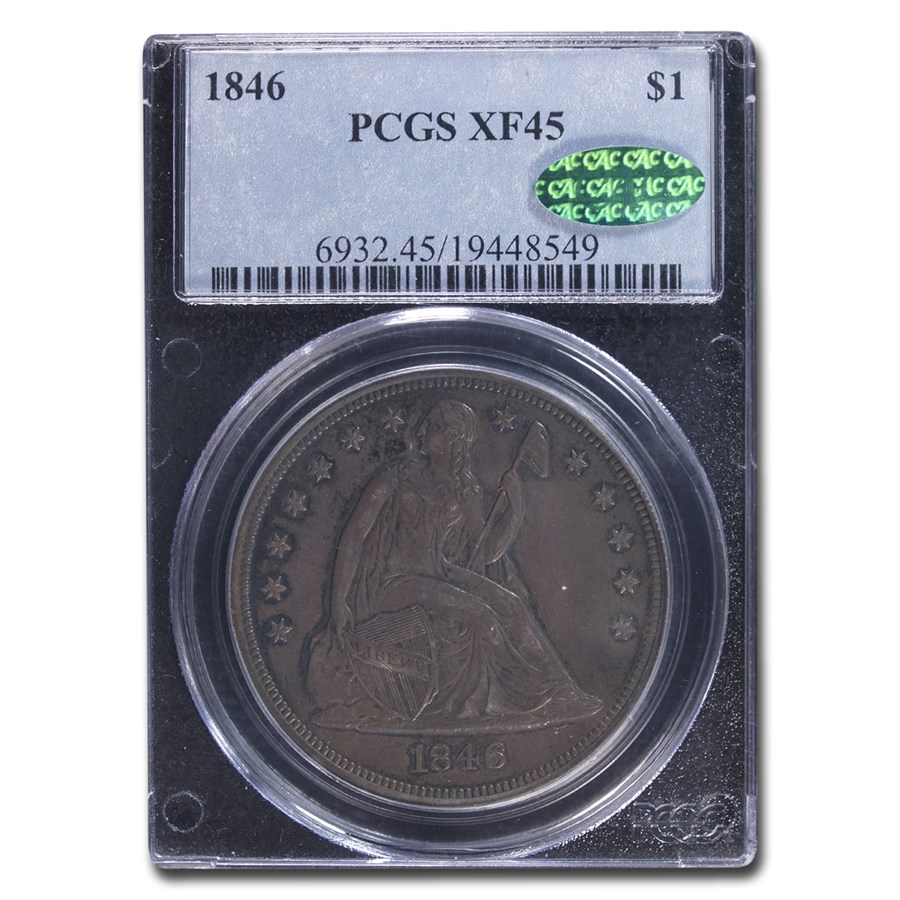 Buy 1846 Liberty Seated Dollar XF-45 PCGS CAC | APMEX
