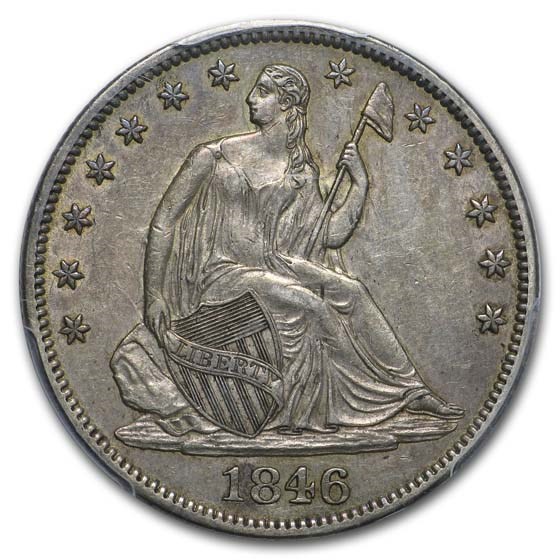 Buy 1846 Liberty Seated Half Dollar AU-50 PCGS (Medium Date) | APMEX