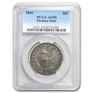 Buy 1846 Liberty Seated Half Dollar AU-50 PCGS (Medium Date) | APMEX