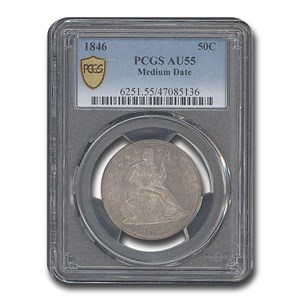 Buy 1846 Liberty Seated Half Dollar AU-55 PCGS (Medium Date) | APMEX