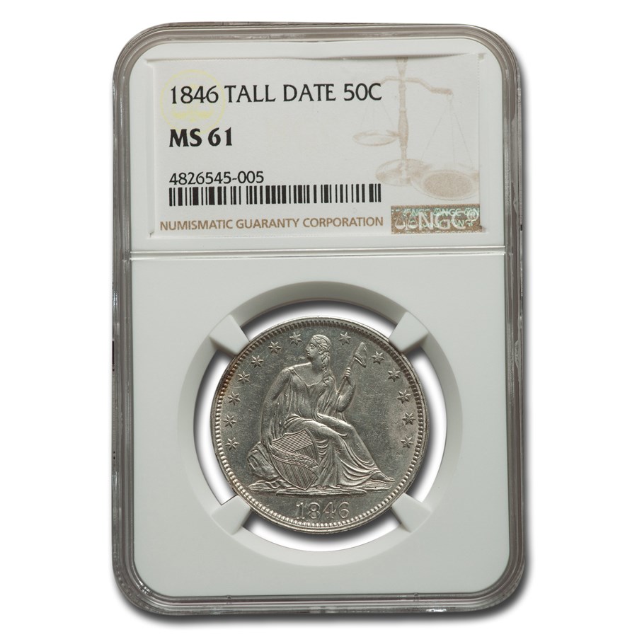 Buy 1846 Liberty Seated Half Dollar MS-61 NGC (Tall Date) | APMEX
