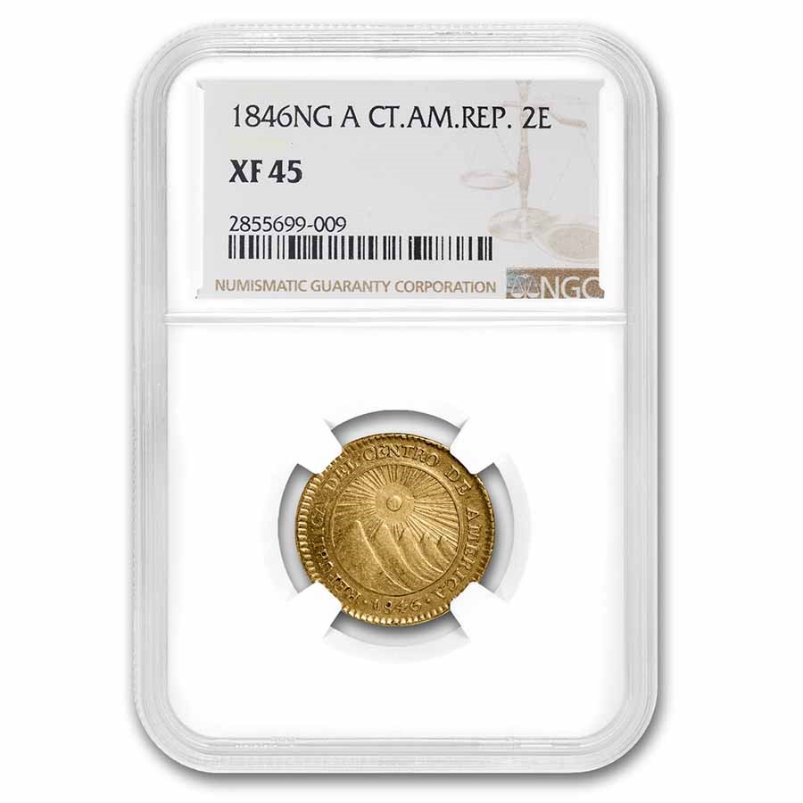 Buy 1846 NG A Central American Republic Gold 2 Escudos XF-45 NGC | APMEX