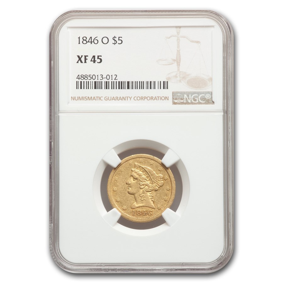 Buy 1846-O $5 Liberty Gold Half Eagle XF-45 NGC | APMEX