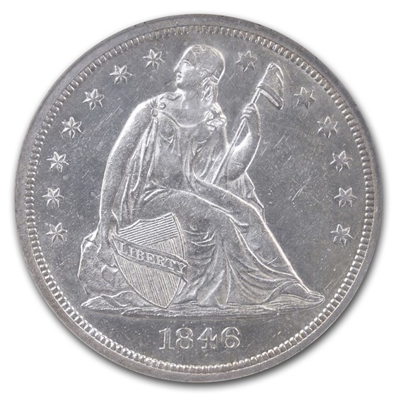 Buy 1846-O Liberty Seated Dollar AU-58 NGC | APMEX