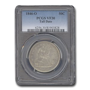 Buy 1846-O Liberty Seated Half Dollar VF-30 PCGS (Tall Date) | APMEX