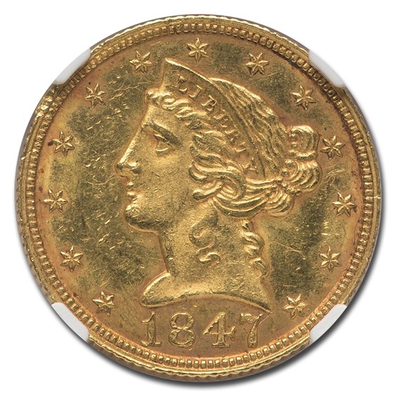 Buy 1847 $5 Liberty Gold Half Eagle MS-62 NGC | APMEX