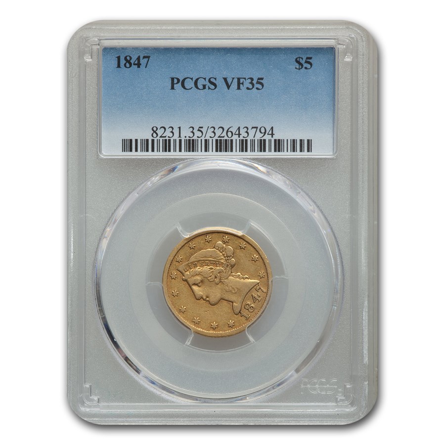 Buy 1847 $5 Liberty Gold Half Eagle VF-35 PCGS | APMEX