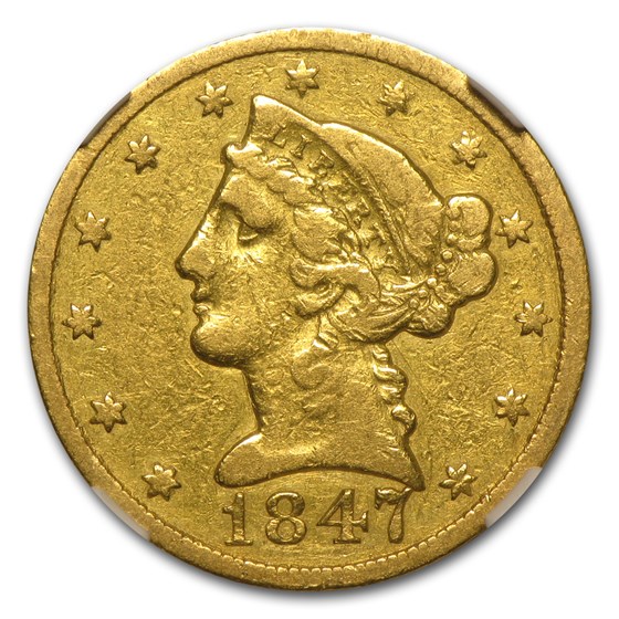 Buy 1847-C $5 Liberty Gold Half Eagle VF Details NGC (Cleaned) | APMEX
