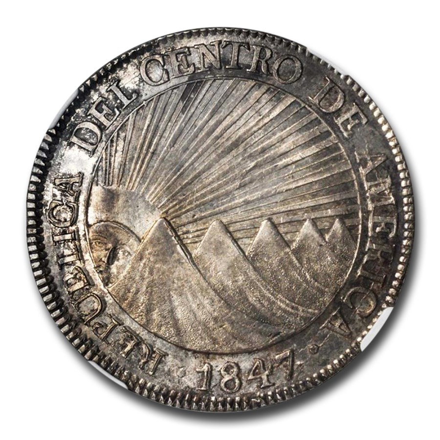 Buy 1847 Central American Republic Silver 8 Reales MS-62+ NGC | APMEX