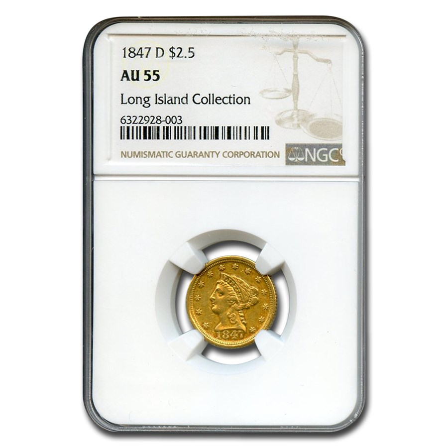 Buy 1847-D $2.50 Liberty Gold Quarter Eagle AU-55 NGC | APMEX