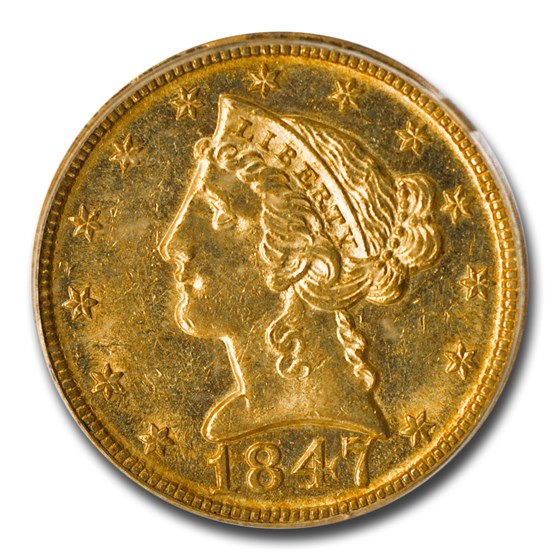 Buy 1847-D $5 Liberty Gold Half Eagle MS-62 PCGS | APMEX