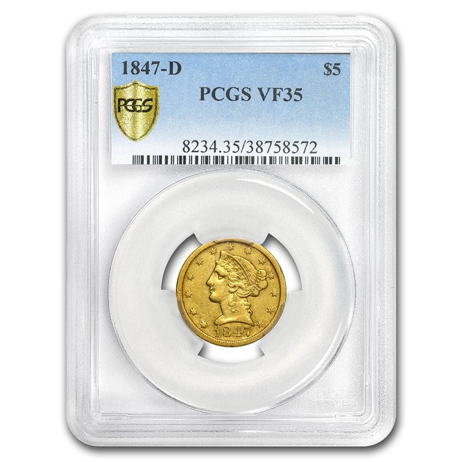 Buy 1847-D $5 Liberty Gold Half Eagle VF-35 PCGS | APMEX