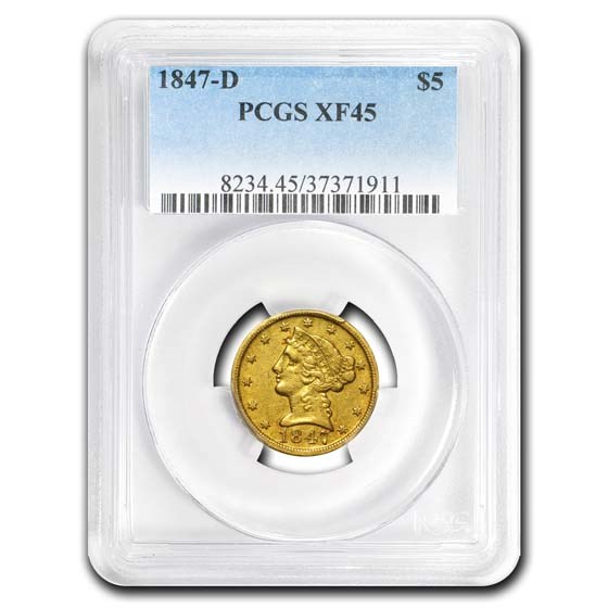 Buy 1847-D $5 Liberty Gold Half Eagle XF-45 PCGS | APMEX