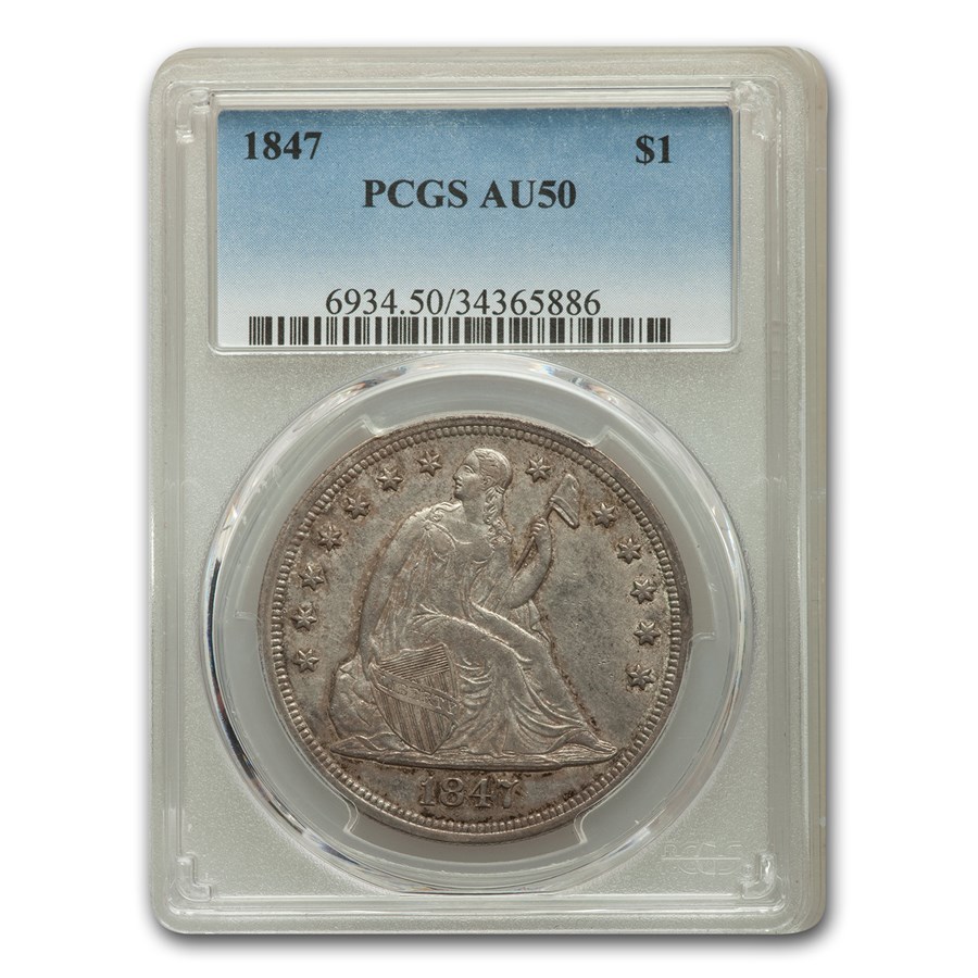 Buy 1847 Liberty Seated Dollar AU-50 PCGS | APMEX