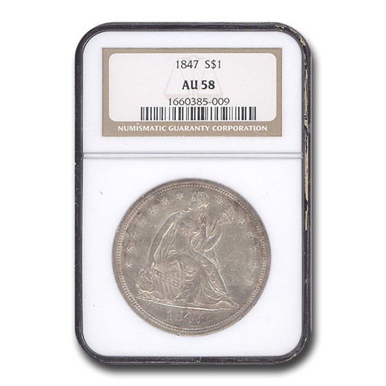 Buy 1847 Seated Liberty Dollar AU-58 NGC | APMEX
