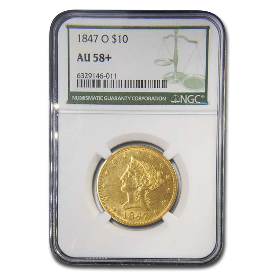 1847-O $10 Liberty Gold Eagle AU-58+ NGC