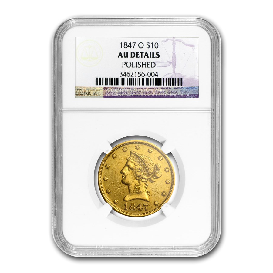 Buy 1847-O $10 Liberty Gold Eagle AU Details NGC (Polished) | APMEX