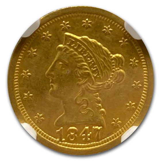 Buy 1847-O $2.50 Liberty Gold Quarter Eagle AU-58 NGC CAC | APMEX