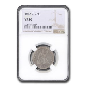1847-O Liberty Seated Quarter VF-20 NGC