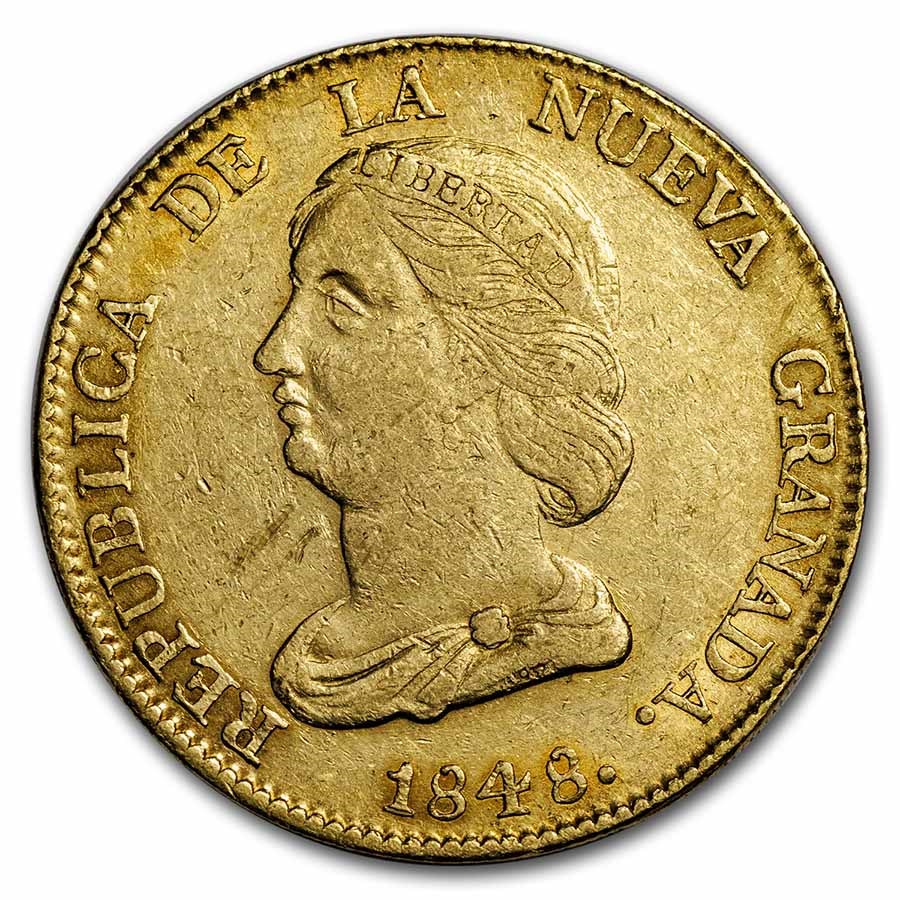 Buy 1848 Colombia Gold 16 Peso XF | APMEX