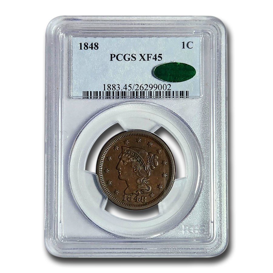 1848 Large Cent XF-45 PCGS (CAC)