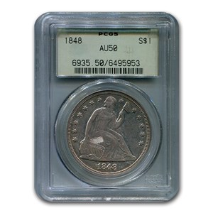 Buy 1848 Liberty Seated Dollar AU-50 PCGS | APMEX