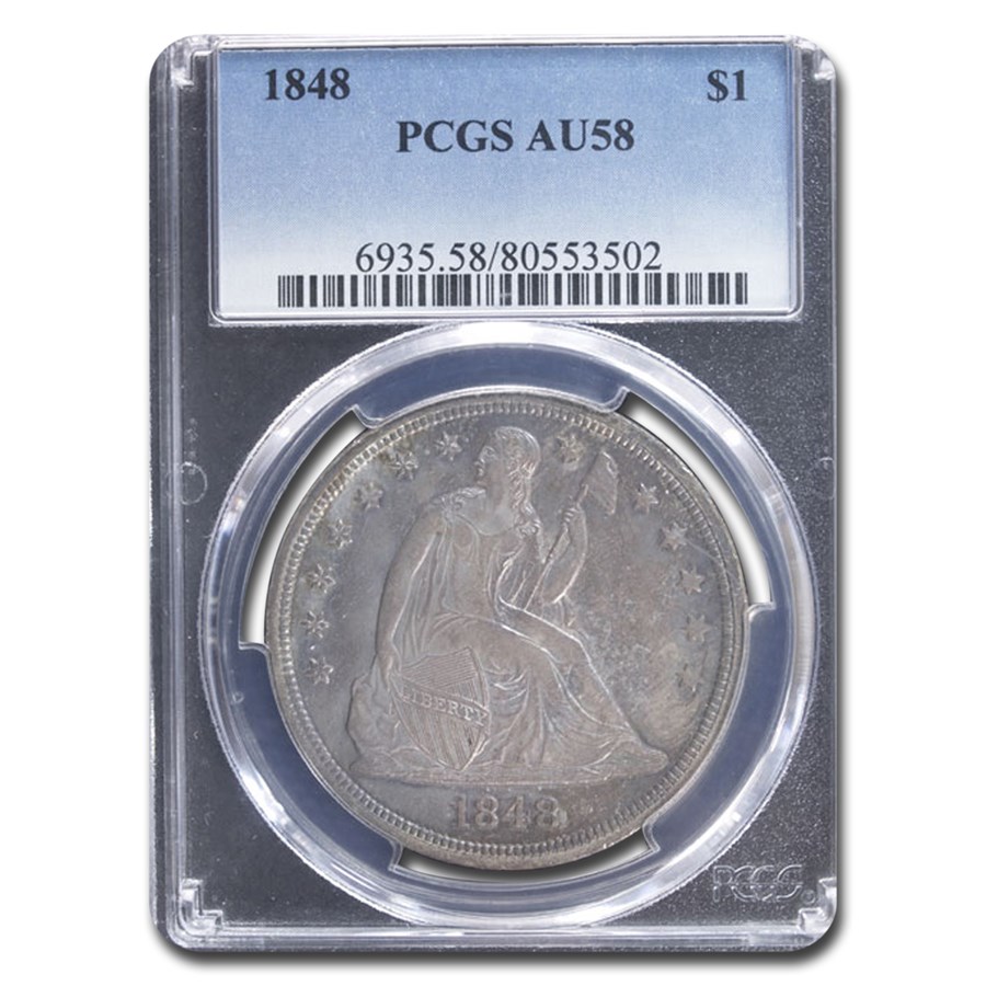 Buy 1848 Liberty Seated Dollar AU-58 PCGS | APMEX