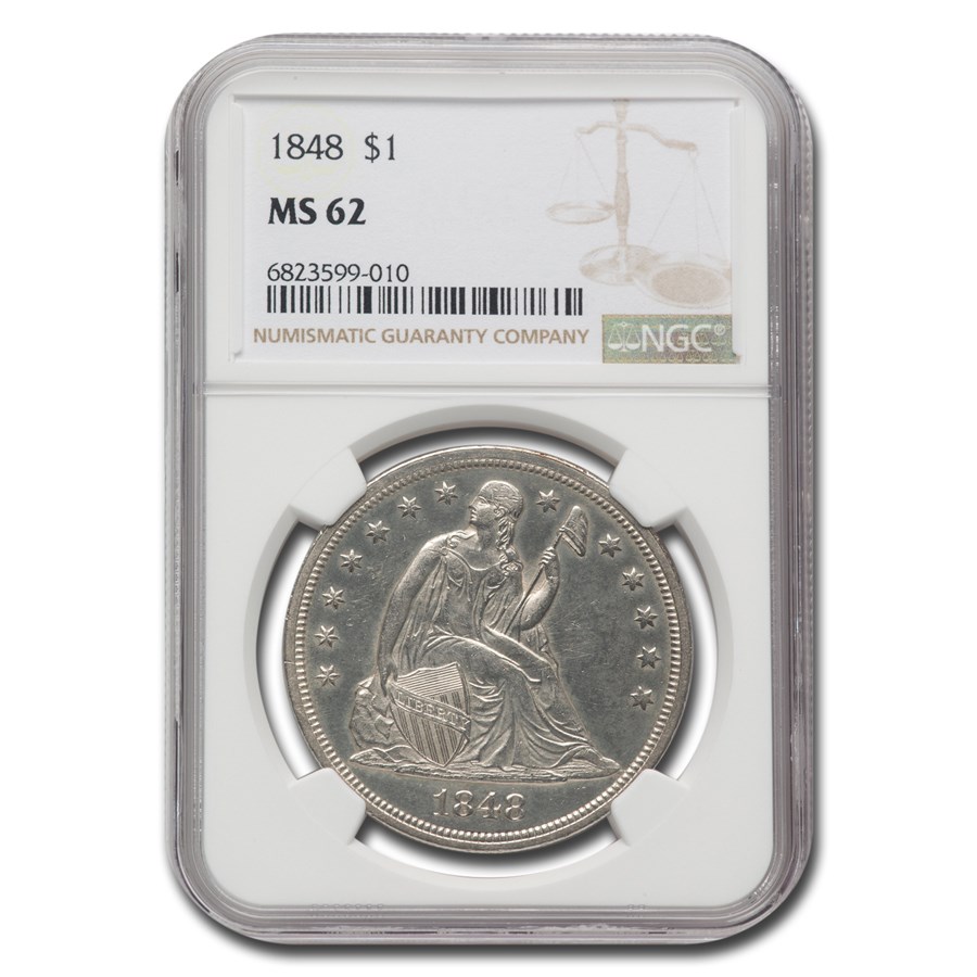 1848 Liberty Seated Dollar MS-62 NGC