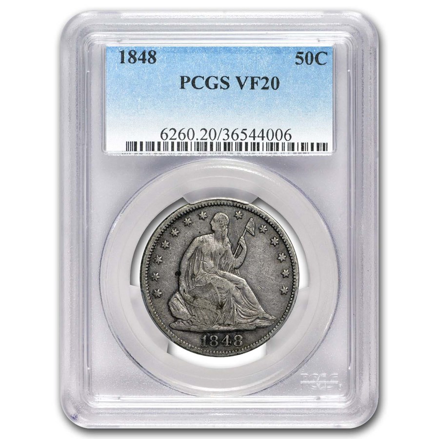 Buy 1848 Liberty Seated Half Dollar VF-20 PCGS | APMEX