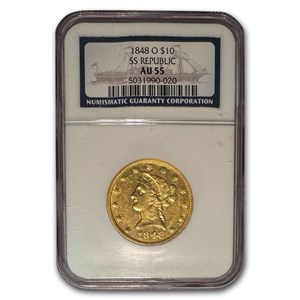 Buy 1848-O Liberty Gold Eagle AU-55 NGC SS Republic | APMEX