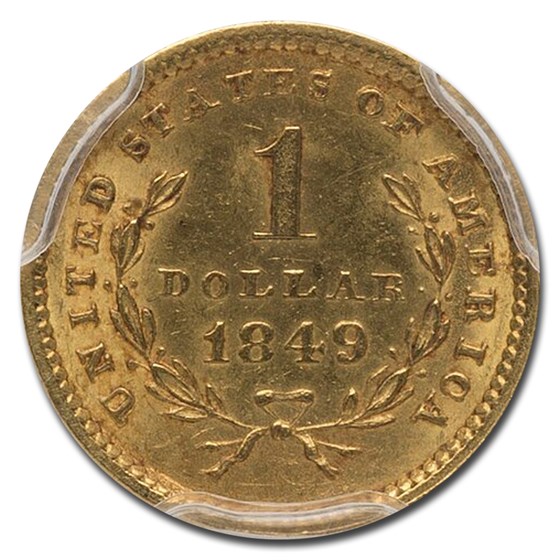 Buy 1849 $1 Liberty Head Gold Dollar MS-62 PCGS (Open Wreath) | APMEX