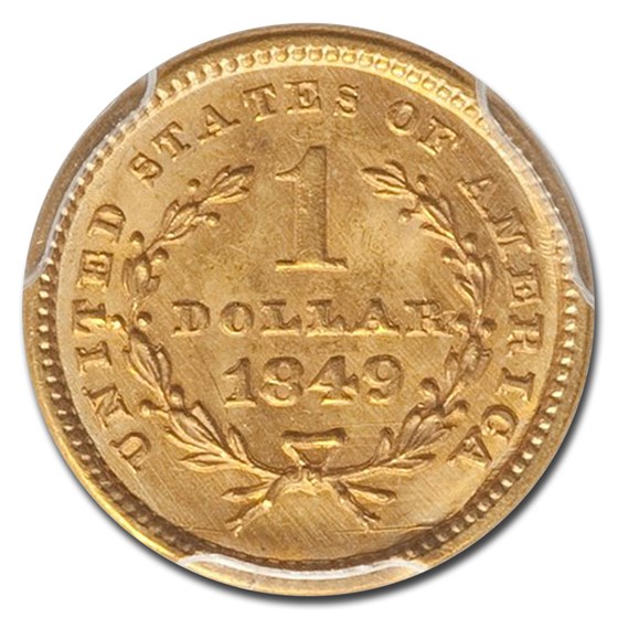 Buy 1849 $1 Liberty Head Gold MS-63 PCGS (Closed Wreath, Close Stars ...