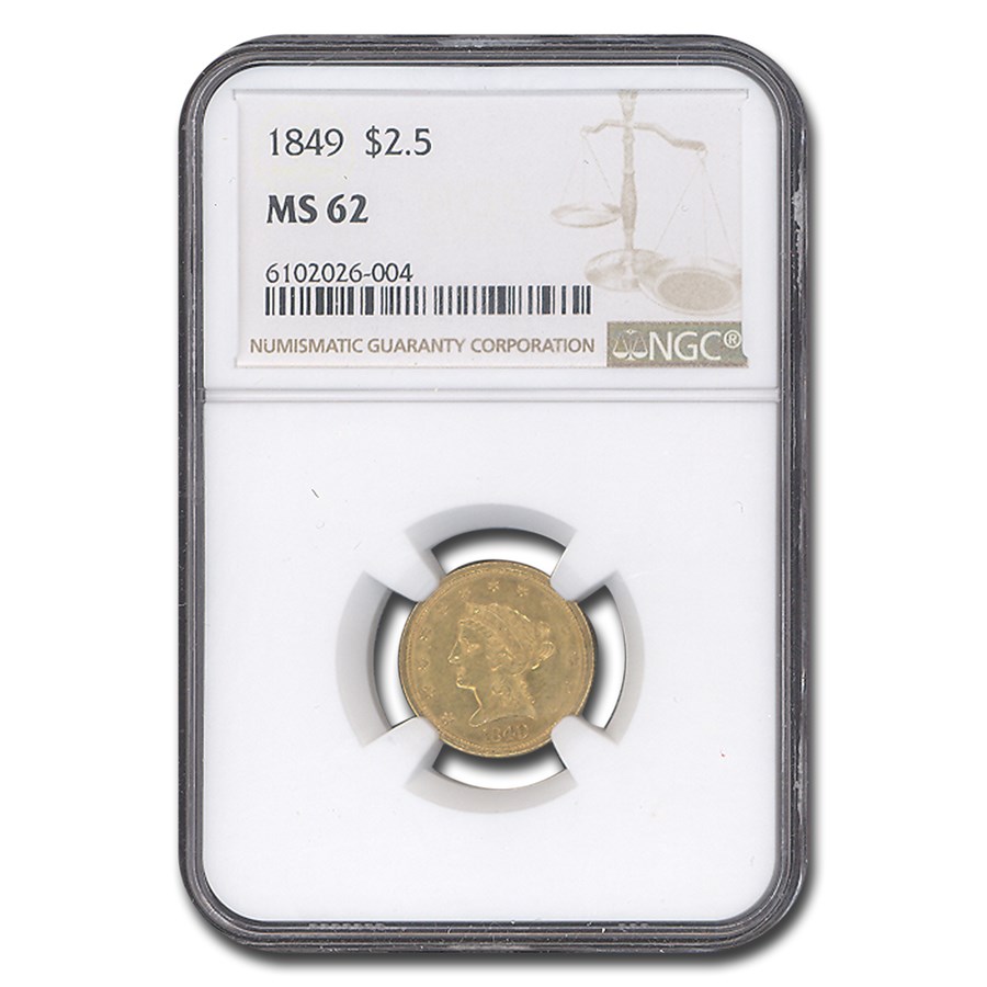 Buy 1849 $2.50 Liberty Gold Quarter Eagle MS-62 NGC | APMEX