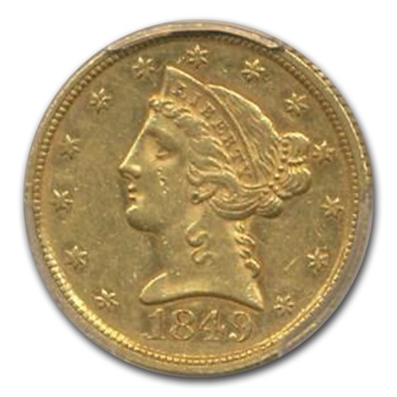 Buy 1849 $5 Liberty Gold Half Eagle AU-55 PCGS | APMEX