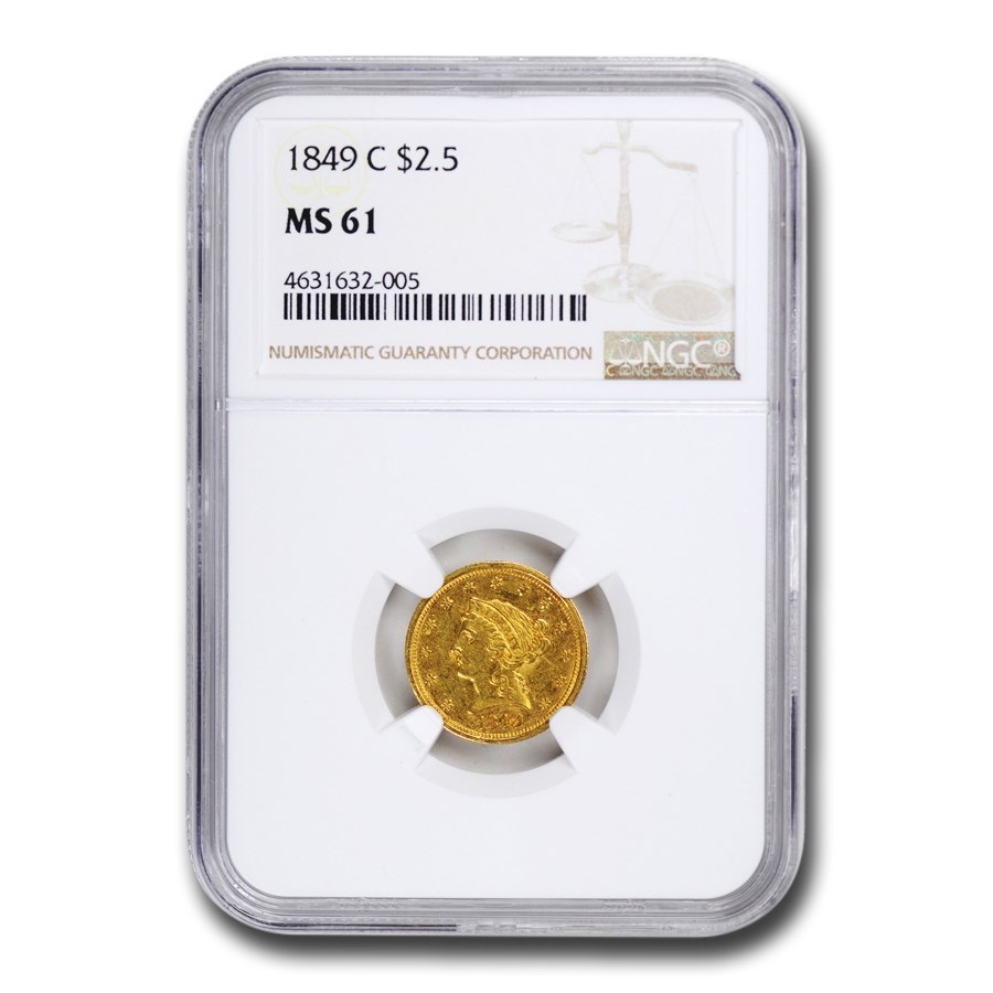 Buy 1849-C $2.50 Liberty Gold Quarter Eagle MS-61 NGC | APMEX