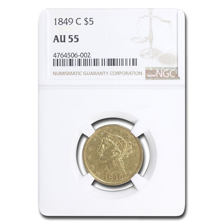 Buy 1849-C $5 Liberty Gold Half Eagle AU-55 NGC | APMEX