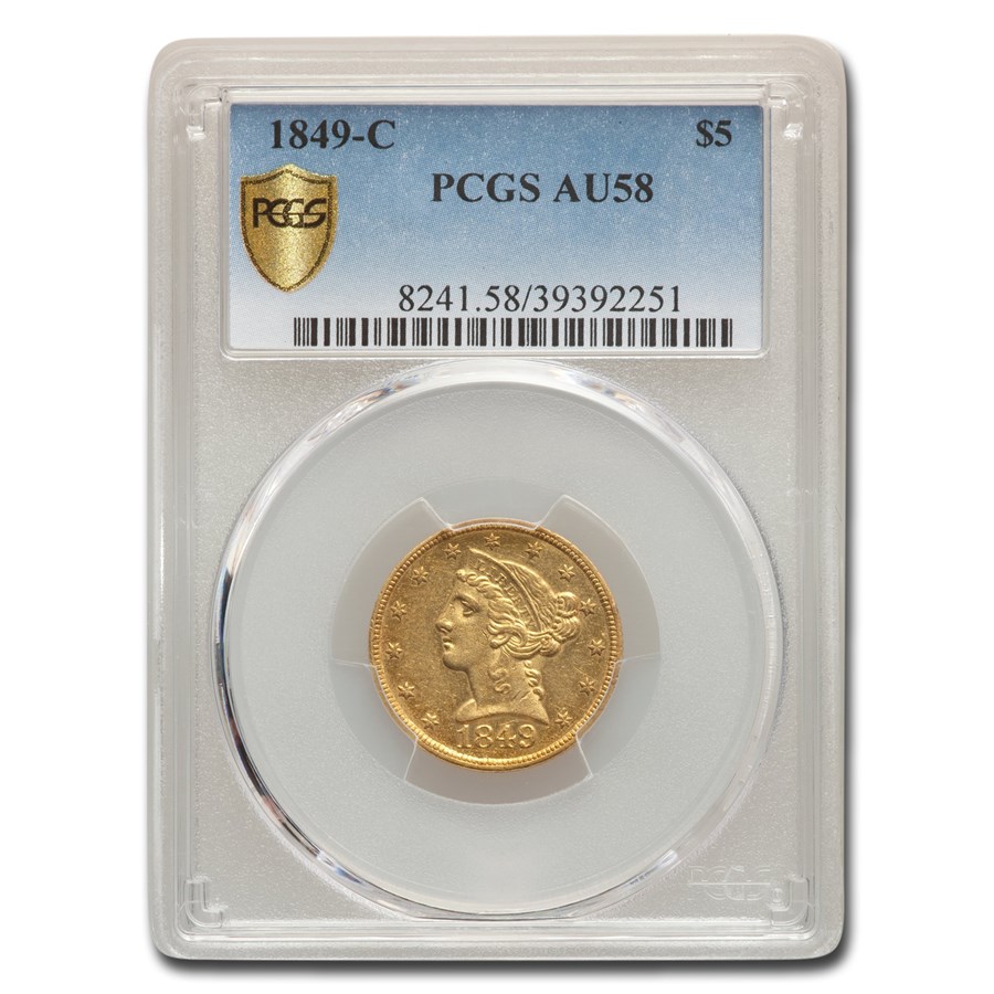 Buy 1849-C $5 Liberty Gold Half Eagle AU-58 PCGS | APMEX