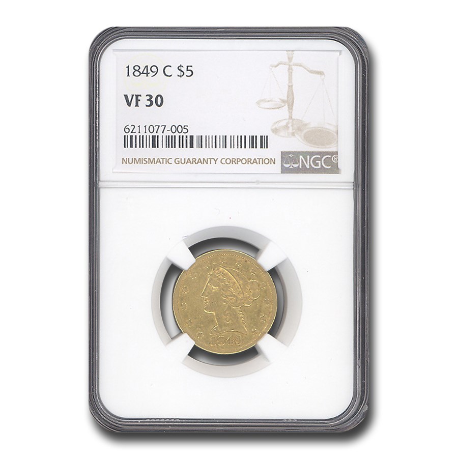 Buy 1849-C $5 Liberty Gold Half Eagle VF-30 NGC | APMEX