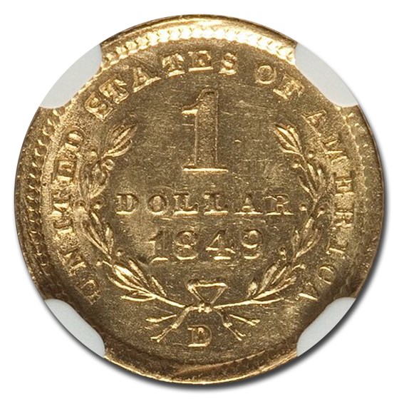 Buy 1849-D $1 Liberty Head Gold Dollar MS-62 NGC | APMEX