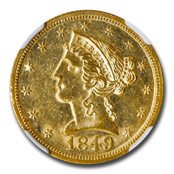 Buy 1849-D $5 Liberty Gold Half Eagle MS-62 NGC | APMEX