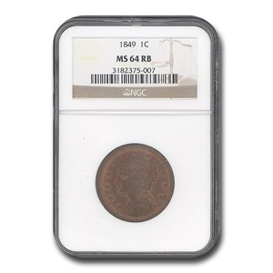 1849 Large Cent MS-64 NGC (Red/Brown)