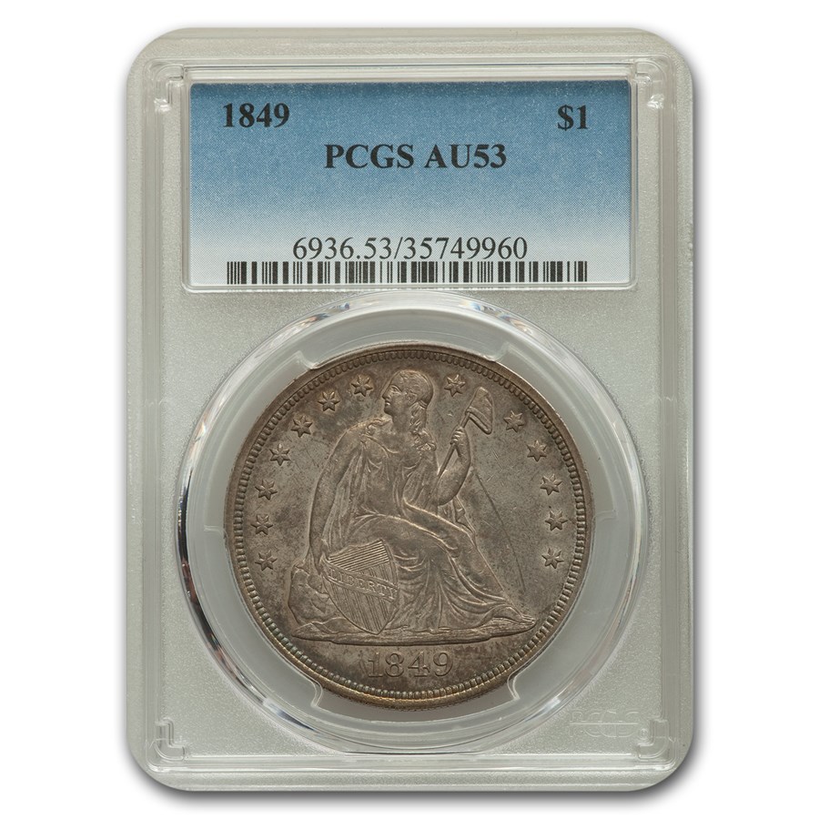 Buy 1849 Liberty Seated Dollar AU-53 PCGS | APMEX