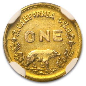 Buy 1849 Minerva Round One Dollar Gold AU-58 NGC | APMEX