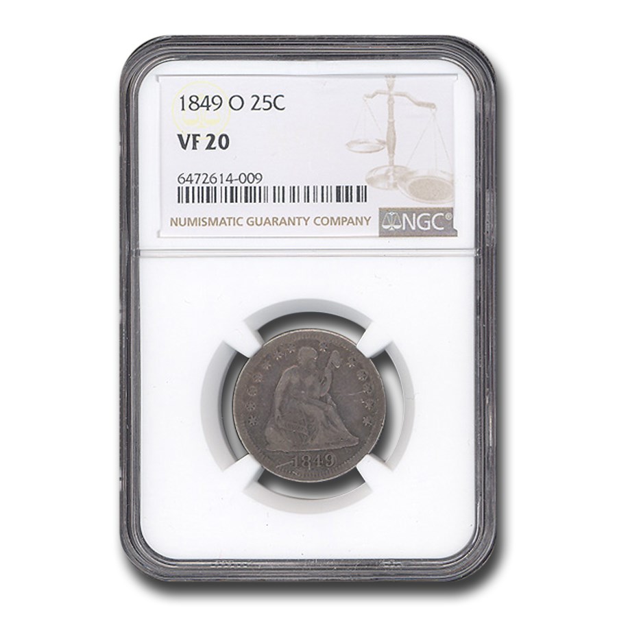 Buy 1849-O Liberty Seated Quarter VF-20 NGC | APMEX
