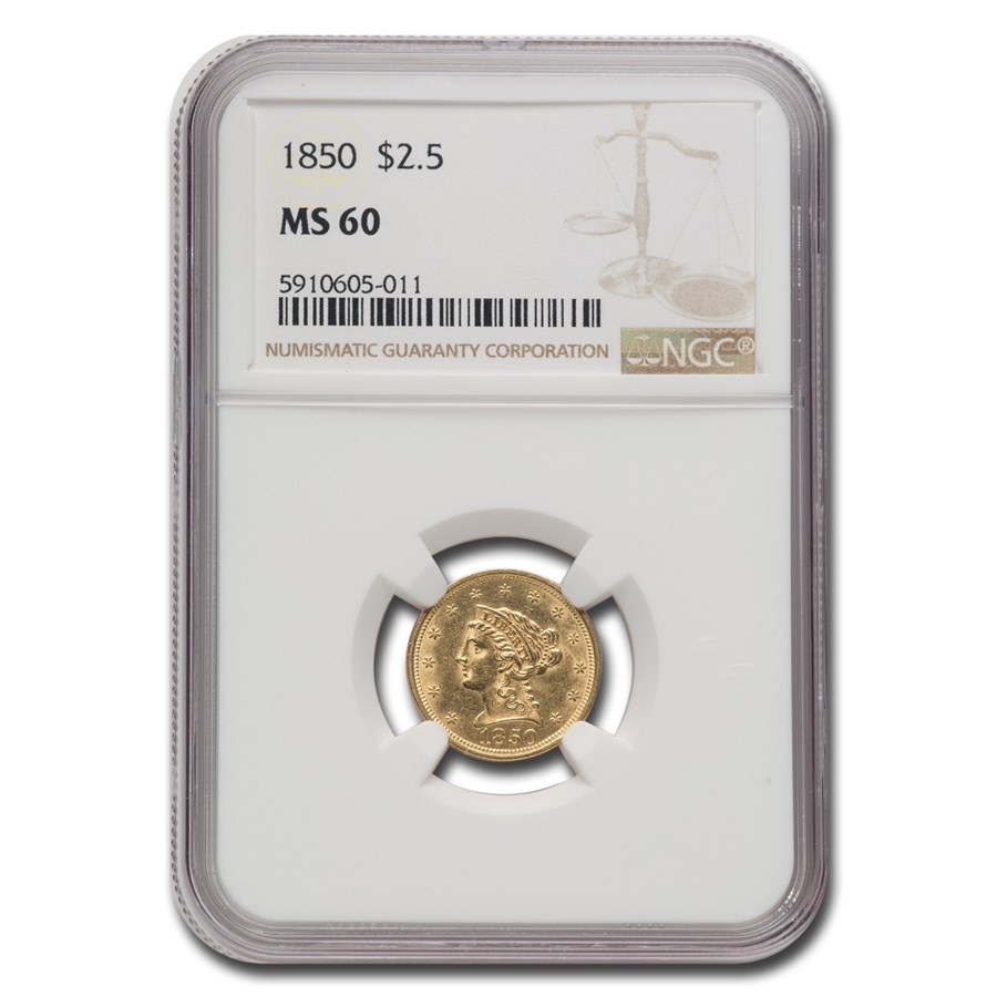 Buy 1850 $2.50 Liberty Gold Quarter Eagle MS-60 NGC | APMEX