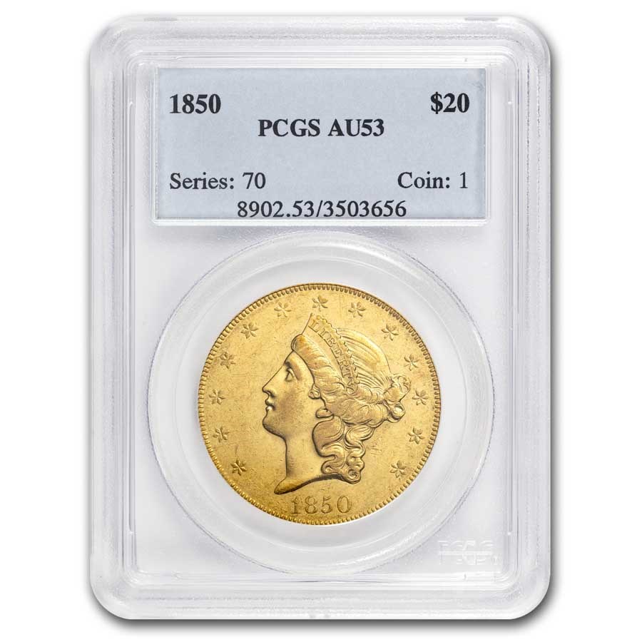 Buy 1850 $20 Liberty Gold Double Eagle AU-53 PCGS | APMEX